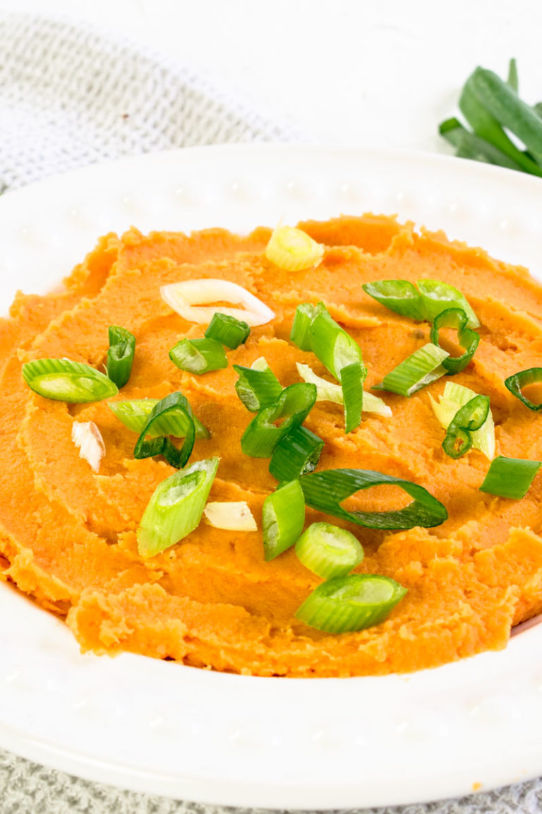 Healthy Sweet Potato Garlic Mash Recipe | Vegan | Hint of Helen