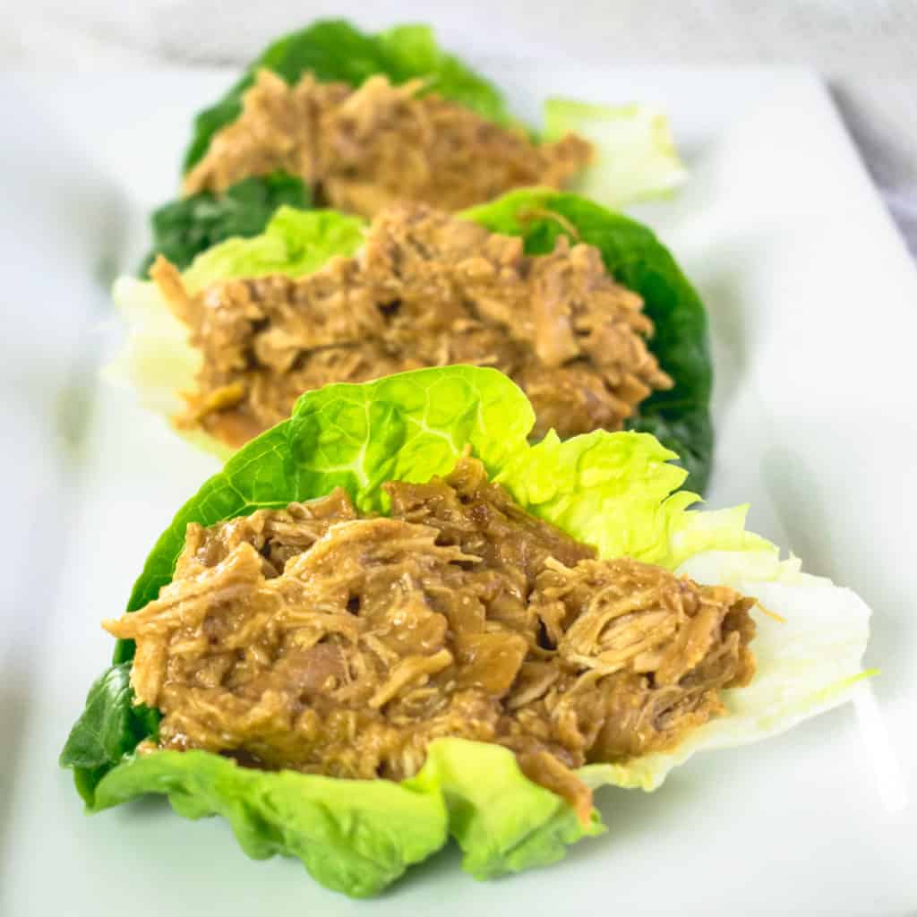 Slow Cooker Satay Chicken Lettuce Cups | Hint Of Helen
