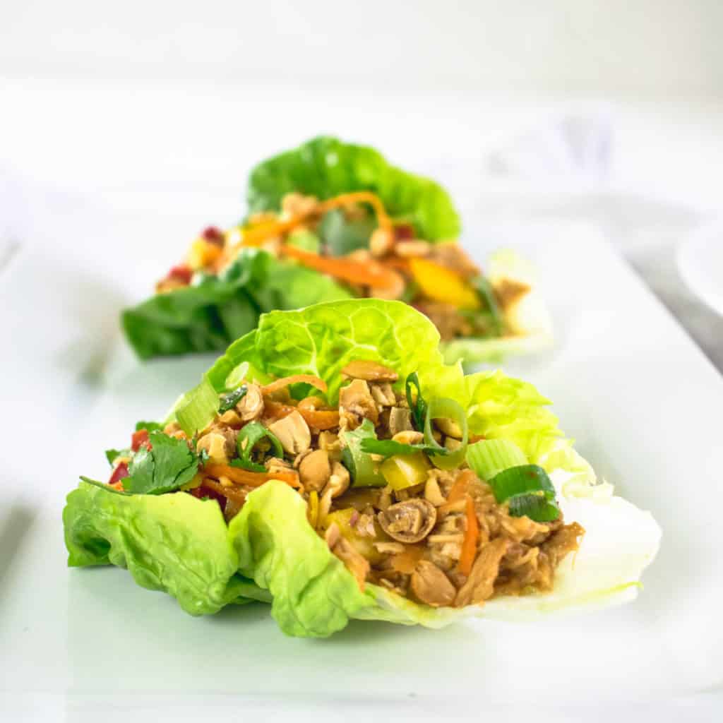 Slow Cooker Satay Chicken Lettuce Cups | Hint Of Helen