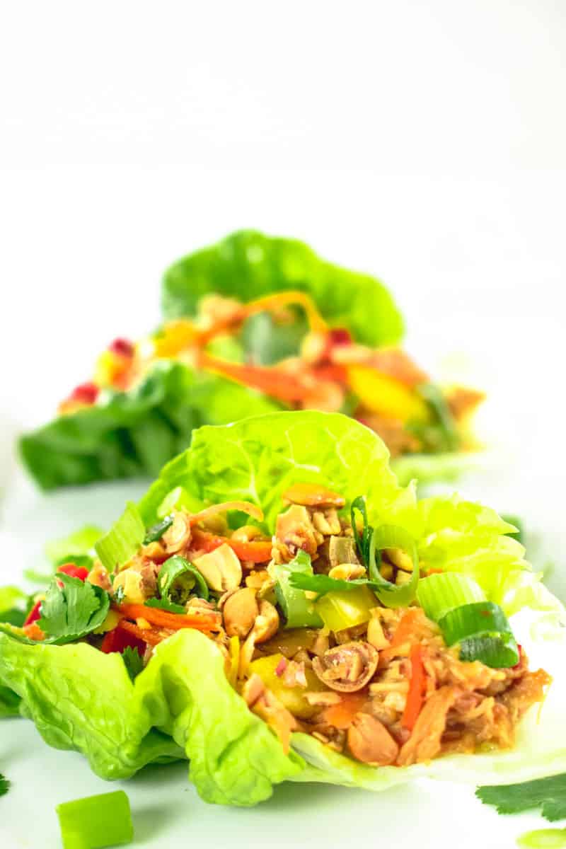 Slow Cooker Satay Chicken Lettuce Cups | Hint Of Helen