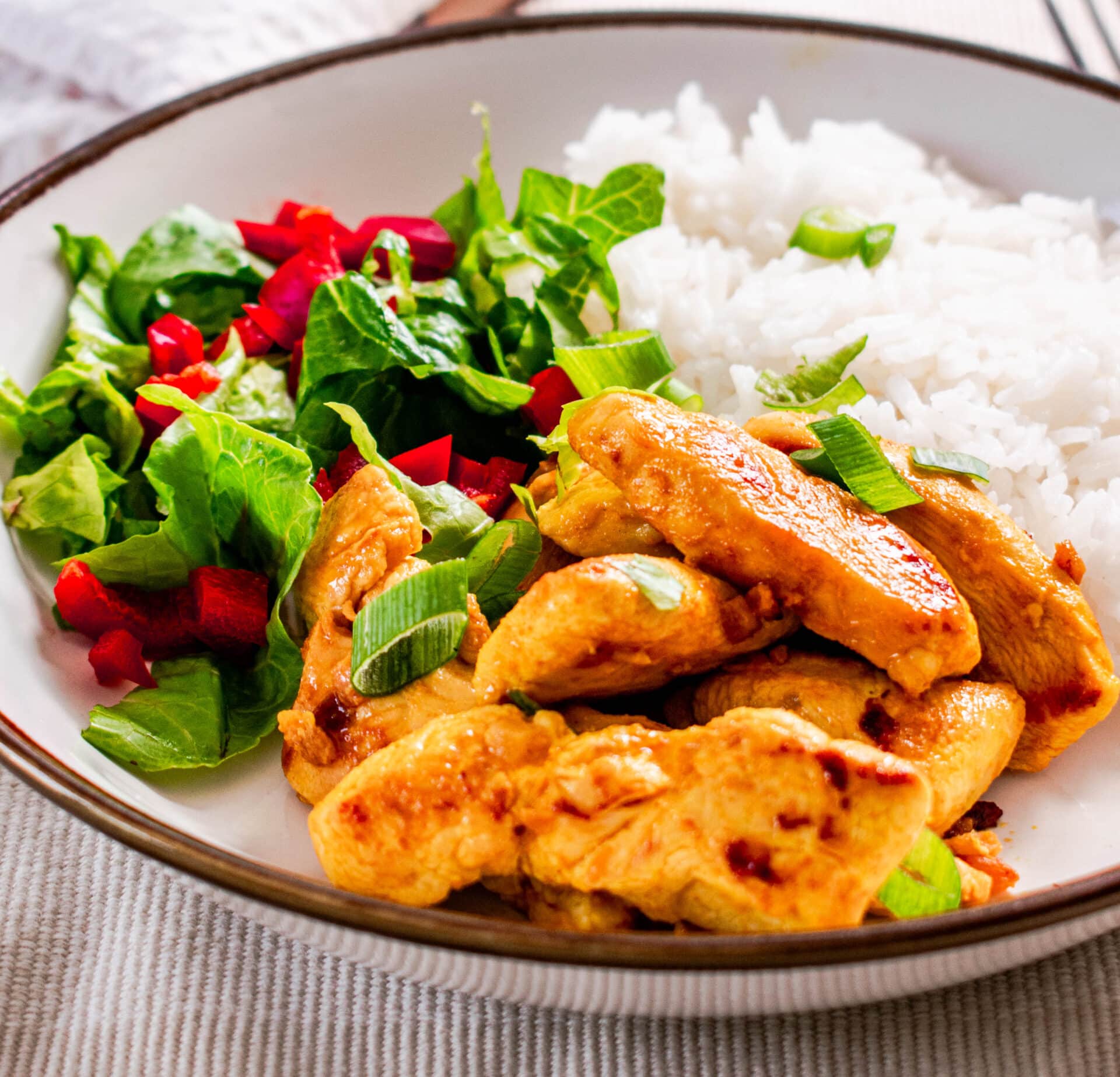 Low FODMAP Ginger Chicken Rice Bowls Recipe | Hint Of Helen