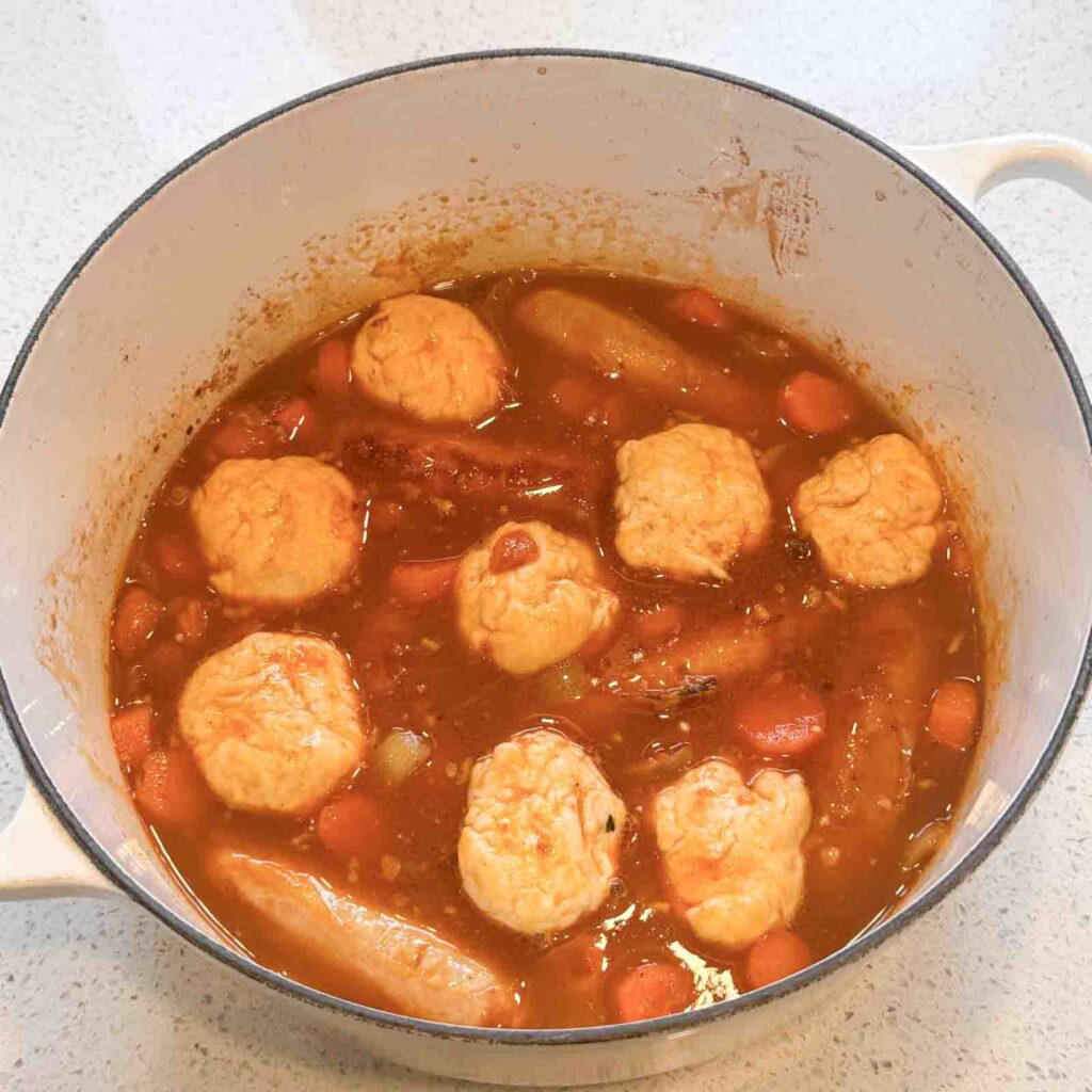 Chicken Sausage Casserole With Dumplings | Hint Of Helen